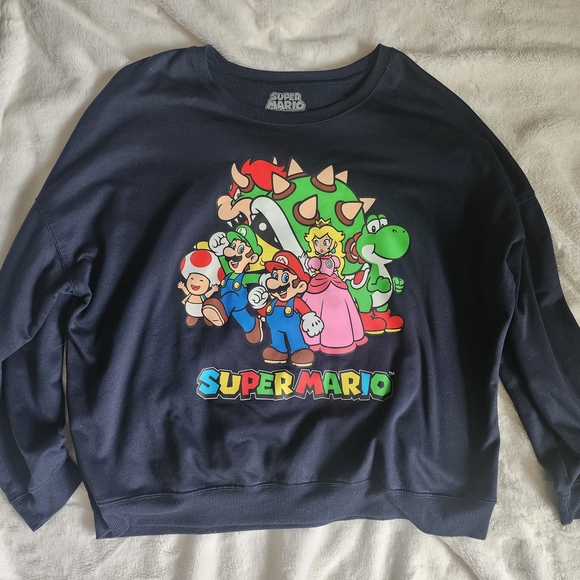 Nintendo | Sweaters | Nintendo Super Mario Navy Blue Graphic Top | Poshmark